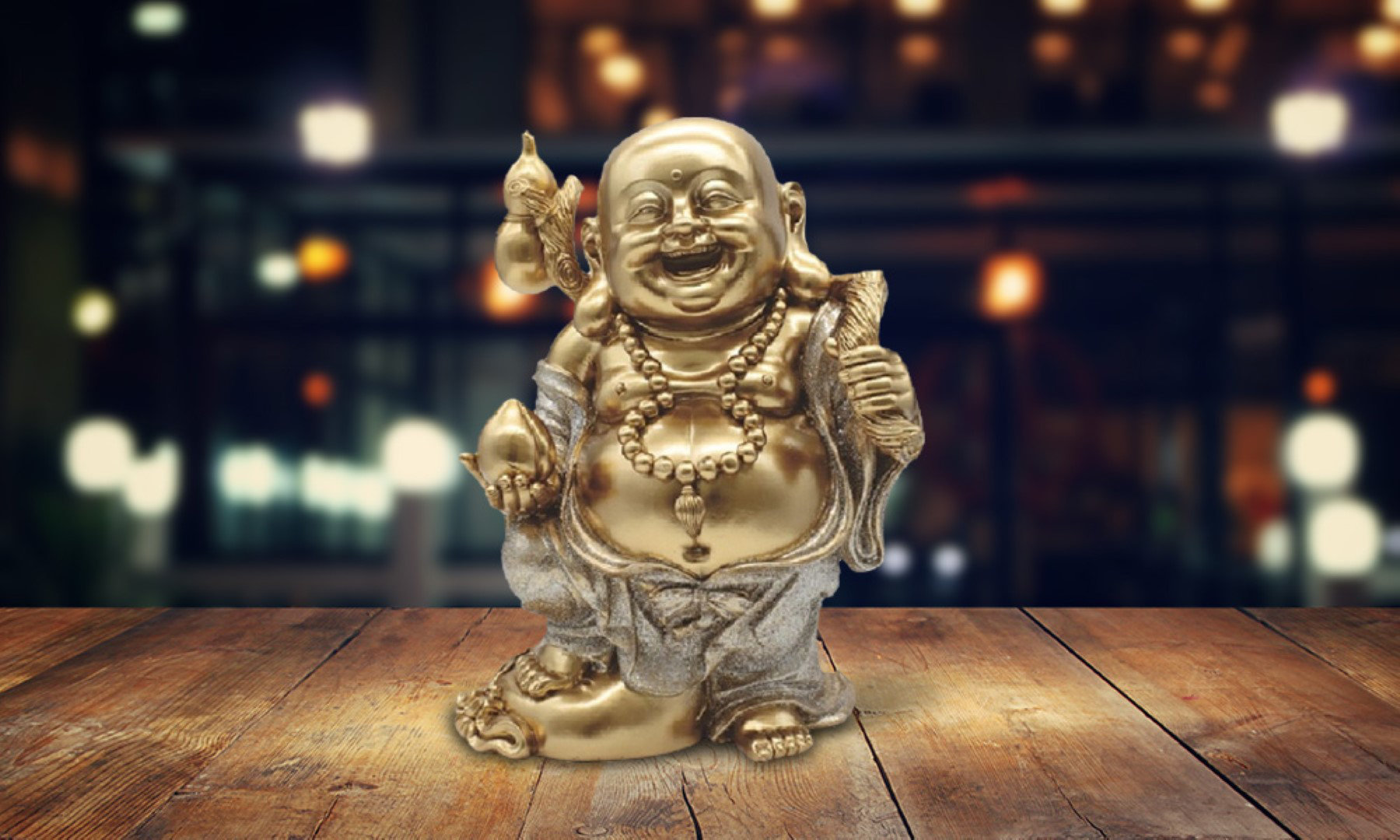 Bungalow Rose Pradyum 8.5"H Gold and Silver Maitreya Buddha Figurine ...